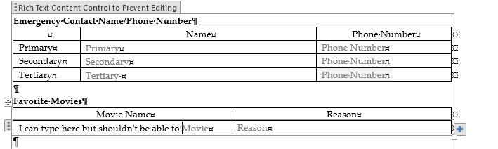 Word 2016 Content Control issues (plain text, rich text, check boxes ...