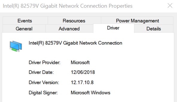 Windows 10 Version 2004 - Intel 82579V Gigabit Network Connection not ...
