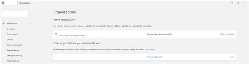You need to leave your work organization Before we can take any action ...