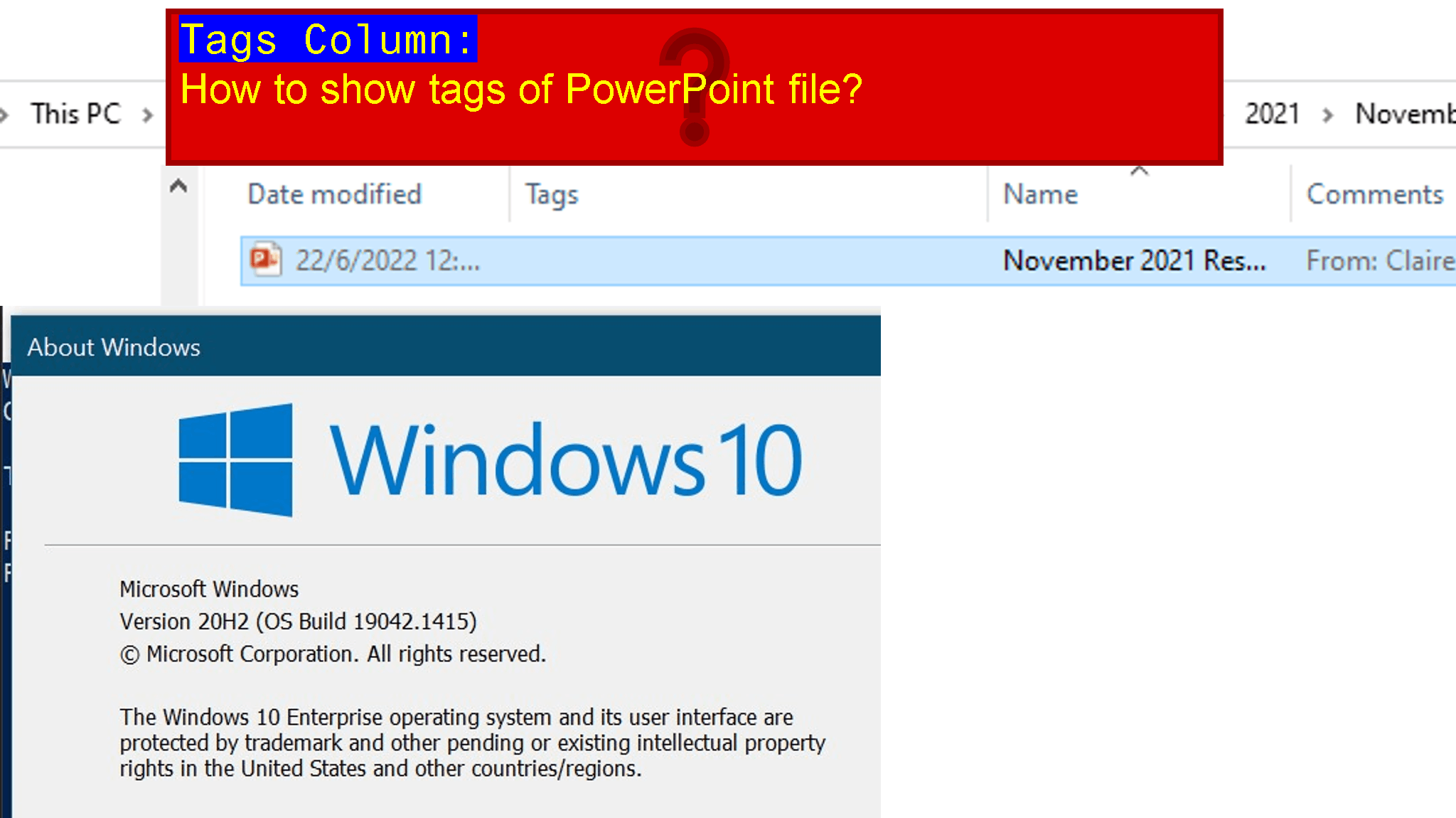Windows 10 File Explorer Tags Column how to fix Tags not showing ...