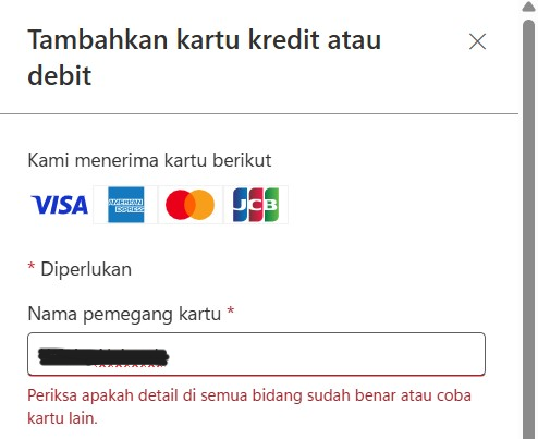 Payment Method Validation Error When Adding Visa Card to Microsoft ...