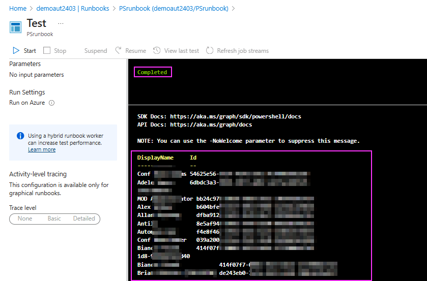 Connecting to Microsoft Graph using Powershell 7.2 in Automation Runbook - Microsoft Q&A