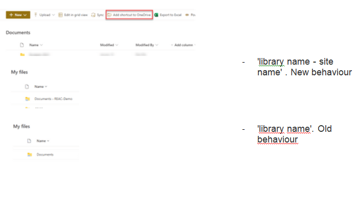 Why does "Add shortcut to OneDrive library" change the shortcut names ...
