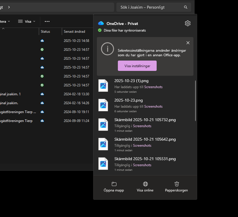 My onedrive icon have a blue circle with an i, but what i do it won't ...