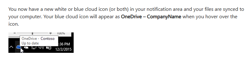 Why is the green sync icon missing from the OneDrive for Business icon ...