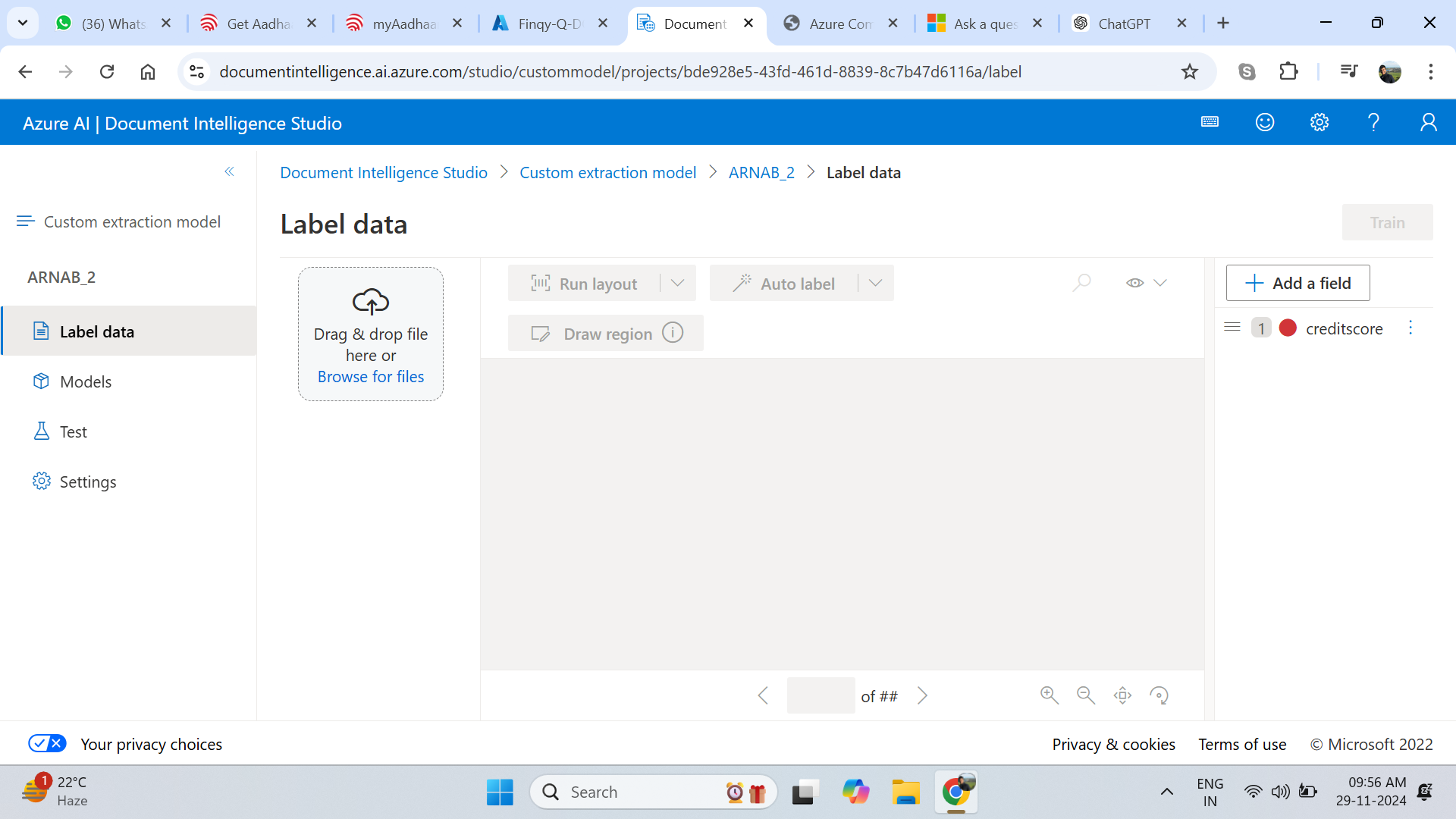 Subject: Urgent: Missing Fields in Azure Custom Extraction Model ...