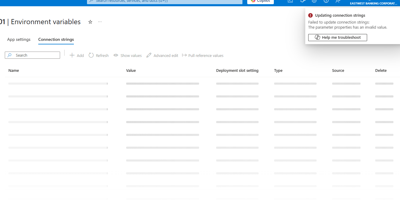 Cannot add connection string in app service - Microsoft Q&A Cannot add connection string in app service - Microsoft Q&A