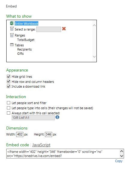 New way to customize embed link of excel sheet in Onedrive? - Microsoft Q&A