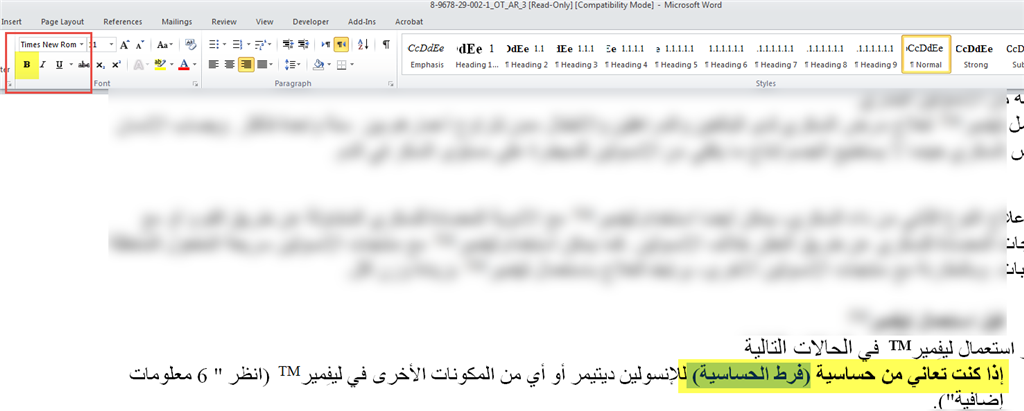 Text in Word file looks like Bold visually but bold is not applied in ...