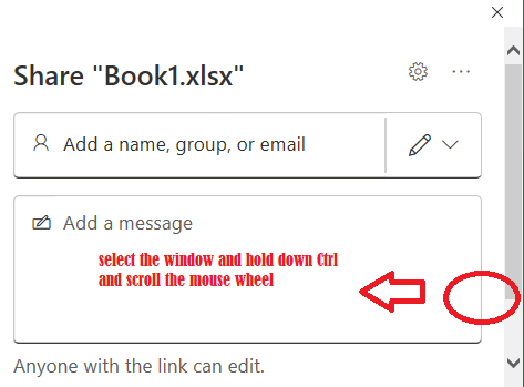 Why is the share window not full size - Microsoft Q&A