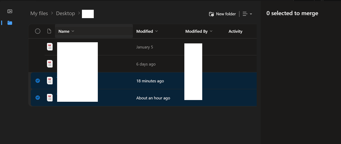 OneDrive unable to merge PDFs - Microsoft Q&A