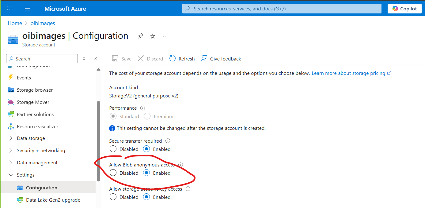 Configuring Azure Blob Storage for Persistent Public Read Access - Microsoft Q&A