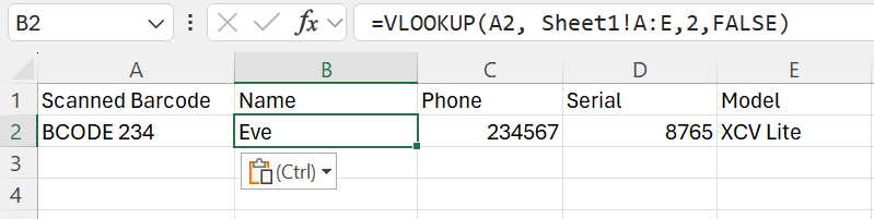 can anyone help me set up a barcode scanner to display certain aspects ...