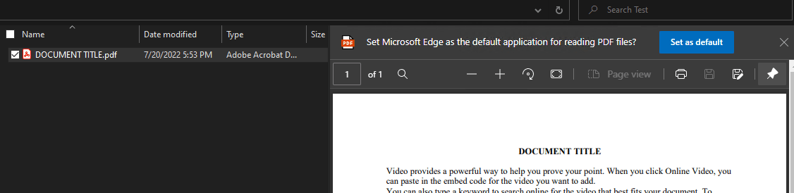 Prompt to "Set Microsoft Edge as the default application for reading ...