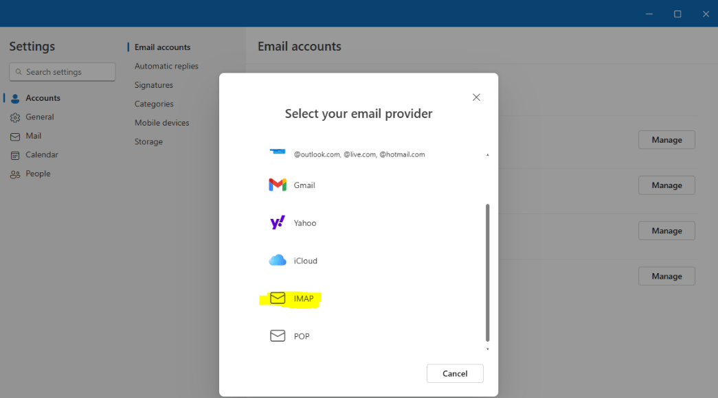 Why am I unable to update incoming server settings (IMAP) for my new ...