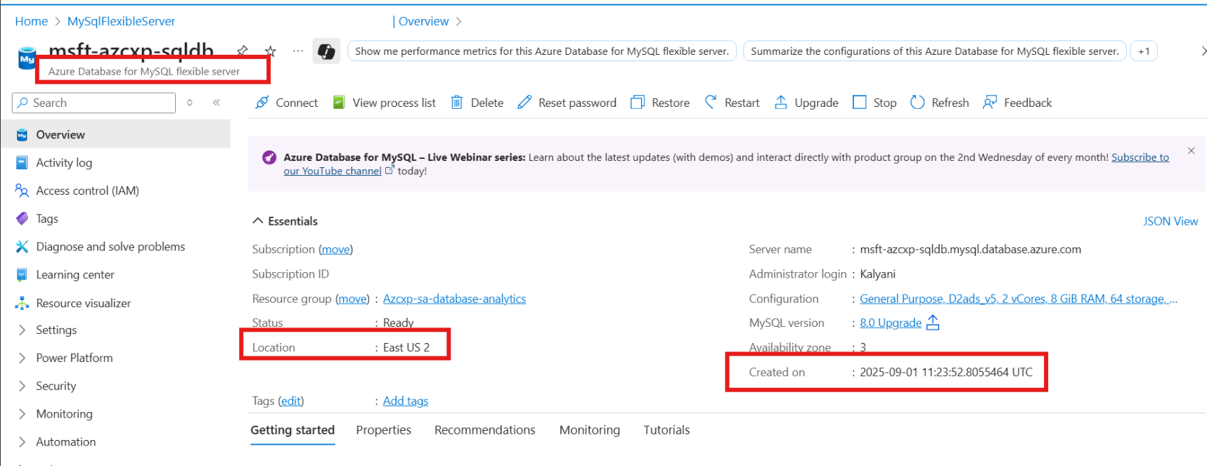 is there a problem creating Azure Database for MySQL Flexible Server? - Microsoft Q&A