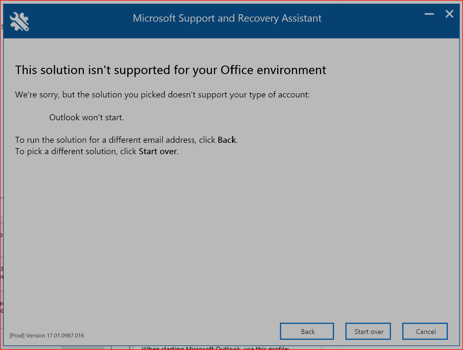 Outlook can't start. - Microsoft Q&A