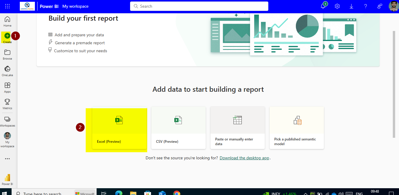 How to import Excel data from local drive in Power BI Service ...