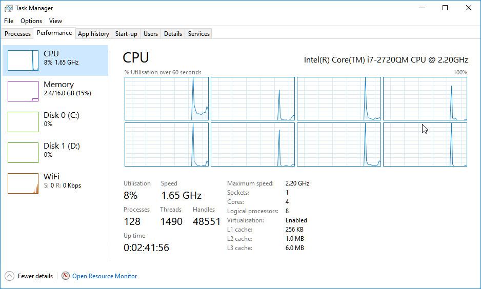 I have 4 cores but task manager just show 1 core - Microsoft Q&A