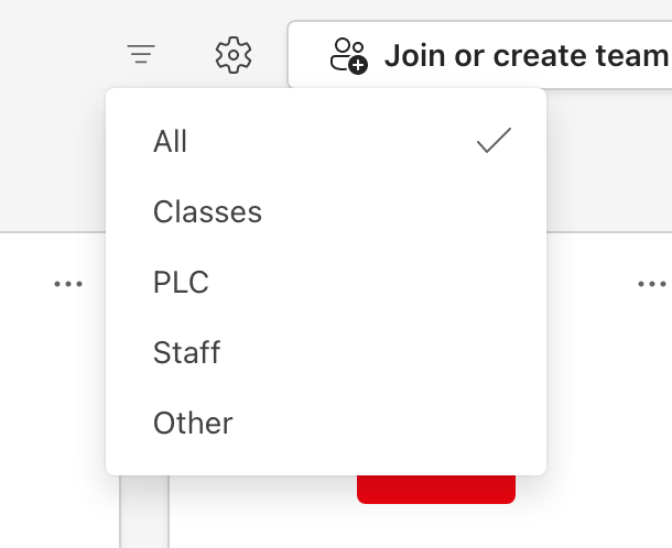 So what are these categories which I can use to filter my Teams? (in ...