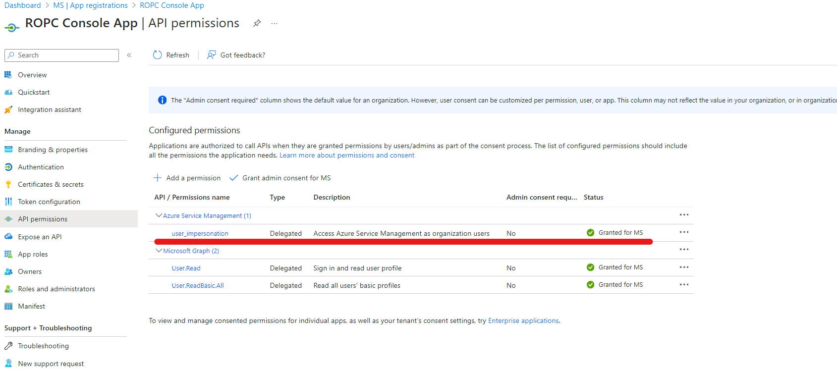 ROPC flow and https://management.core.windows.net//.default scope - Microsoft Q&A