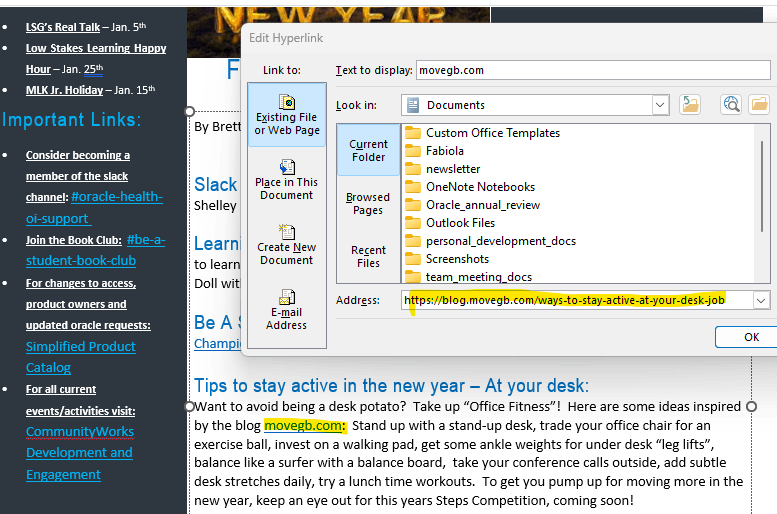 Outlook email with multiple hyperlink all point to the hyperlink ...