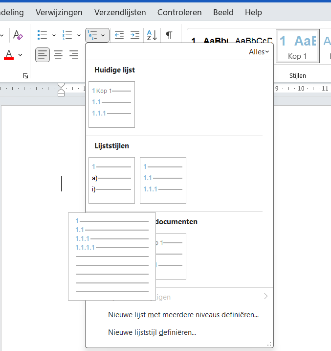 word - koppen - nummeren met lijst met meerdere niveaus - huisstijl ...