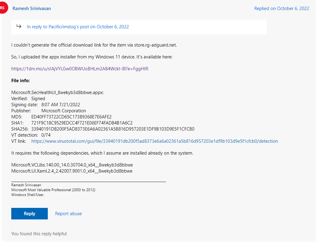 Windows Defender missing and NO Get-AppXPackage solution work ...