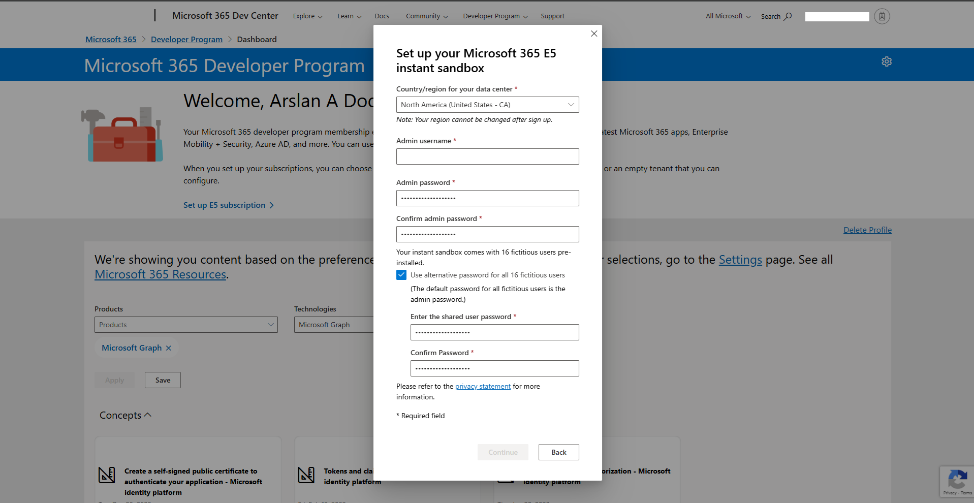 Unable to Set up Microsoft 365 E5 instant sandbox - Microsoft Q&A