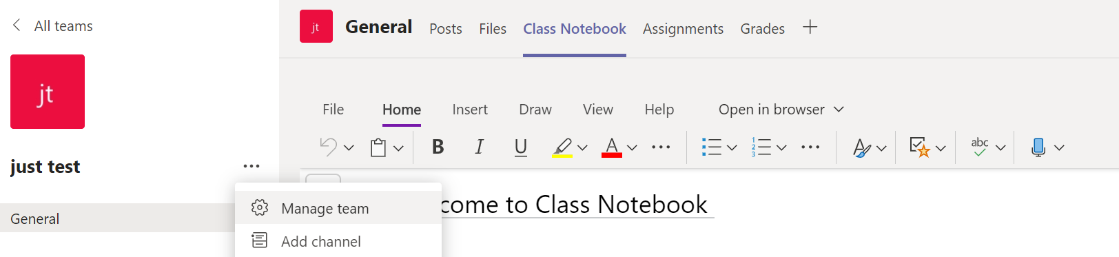 Unable to "manage" class notebooks - Microsoft Q&A
