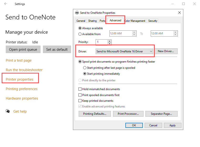 Send to OneNote and insert as printout does not work anymore for ...