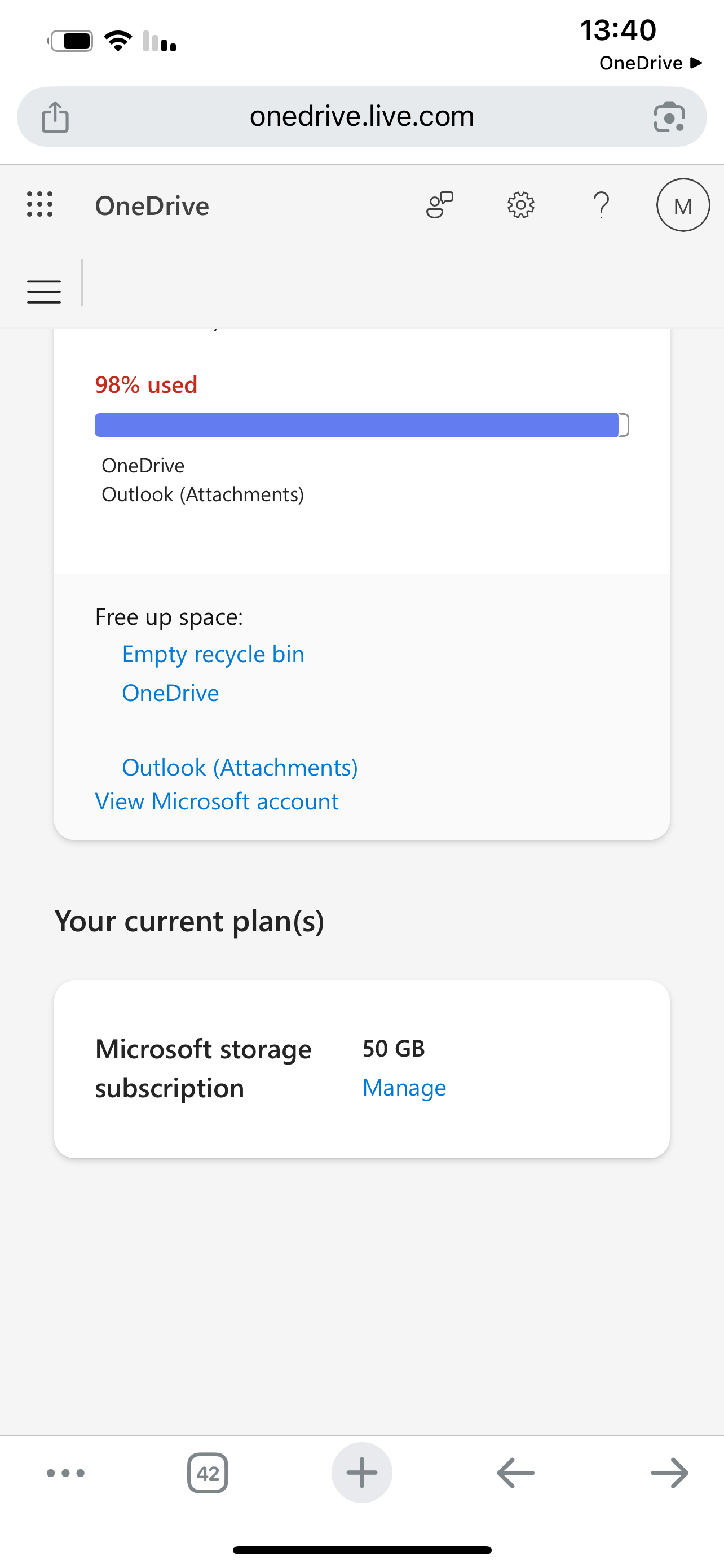 New OneDrive upgraded plan still not updating storage after upgrade ...