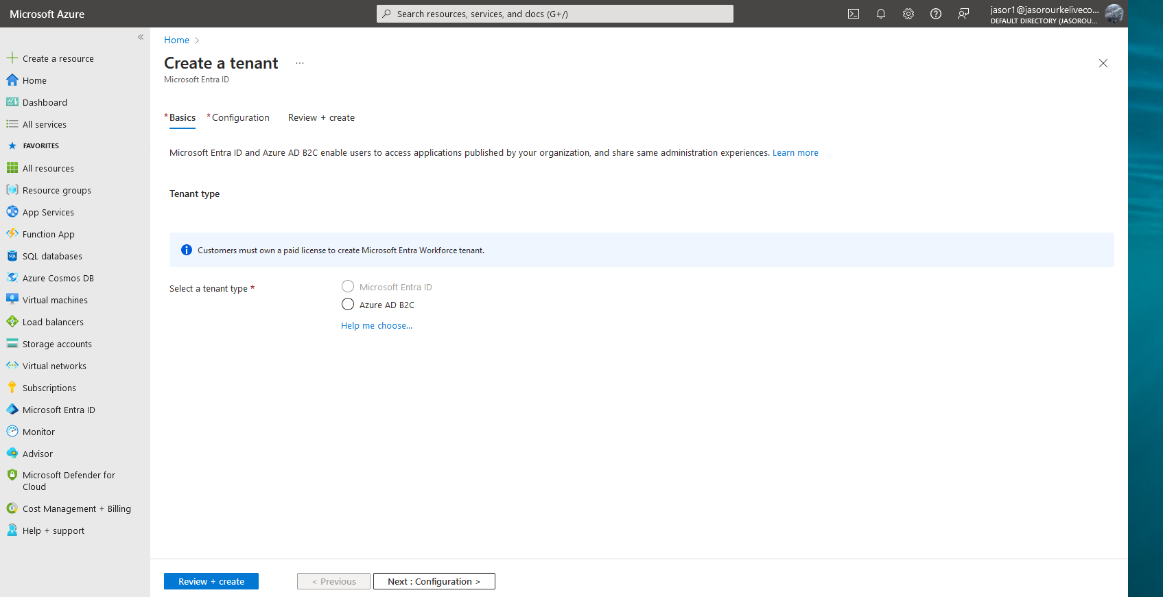 Screenshot - Have Entra P2 License but Tenant type is greyed out ...