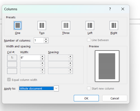 My Normal.dotm has a single column I can't get rid of. - Microsoft Q&A