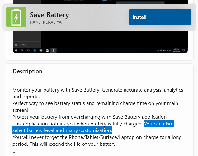 Save Battery software from Microsoft Store - Microsoft Q&A