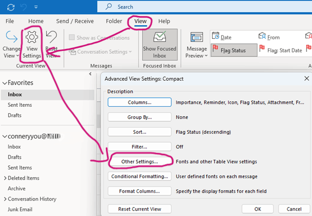 All the emails in my inbox appear small. How to i enlargen how they ...