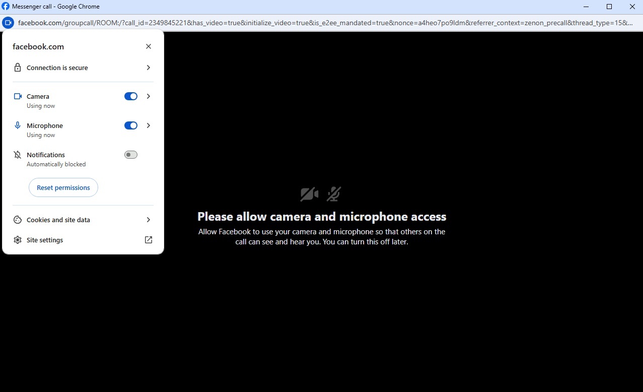 Facebook video call not working on Win10 PC (Allow Camera/Mic error) - Microsoft Q&A