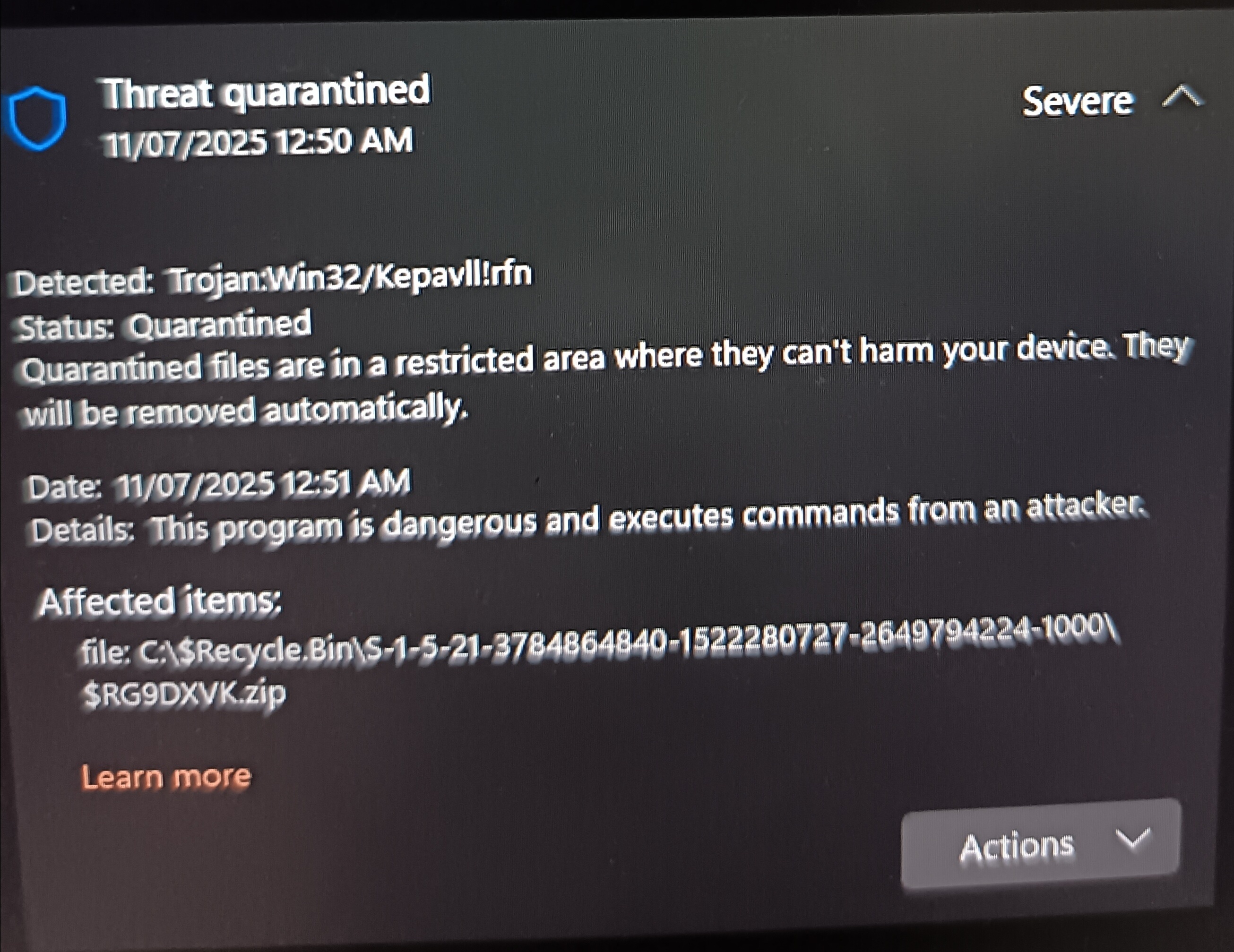 Please help whether this is an actual Trojan or not - Microsoft Q&A