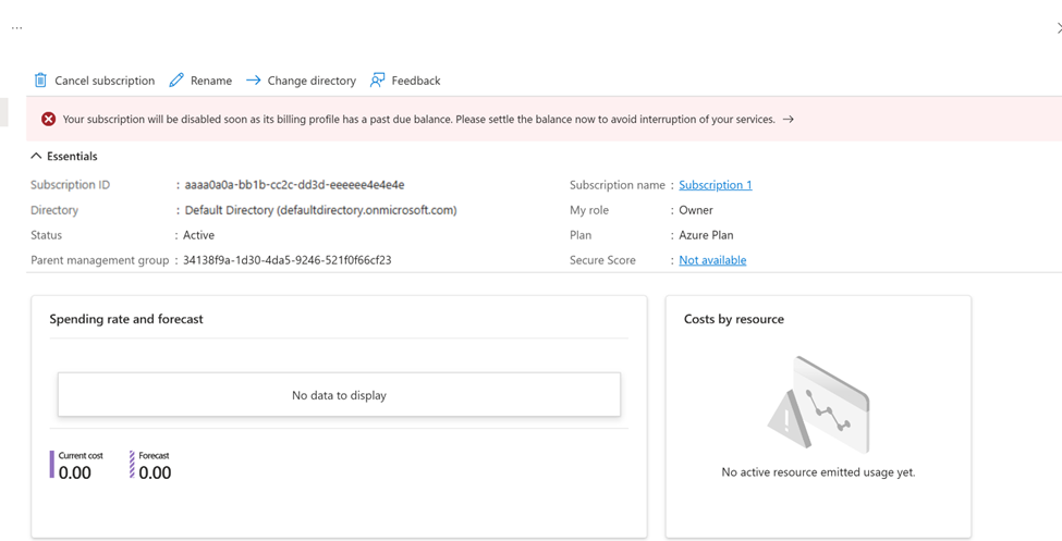 Your Azure account is disabled - Microsoft Q&A