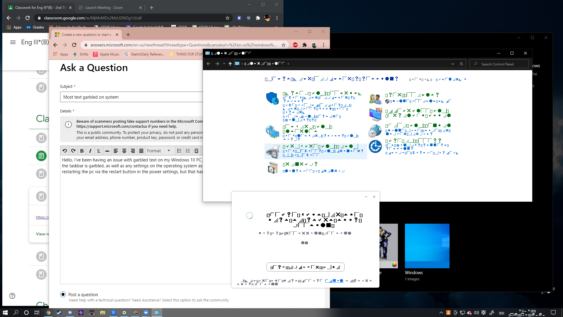 Most text garbled on system - Microsoft Q&A