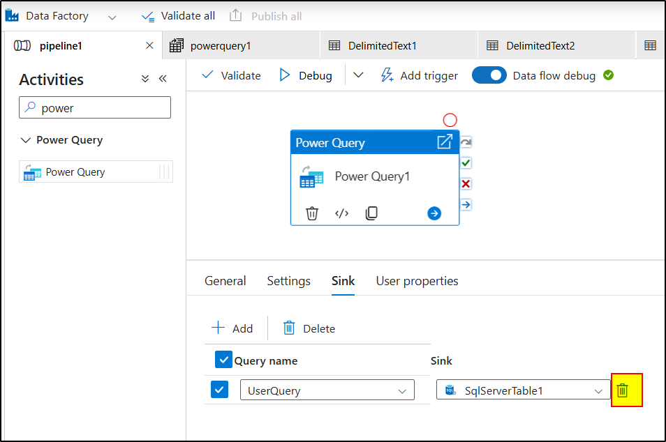 ADF Power Query Sink Settings UI Missing Options - Microsoft Q&A