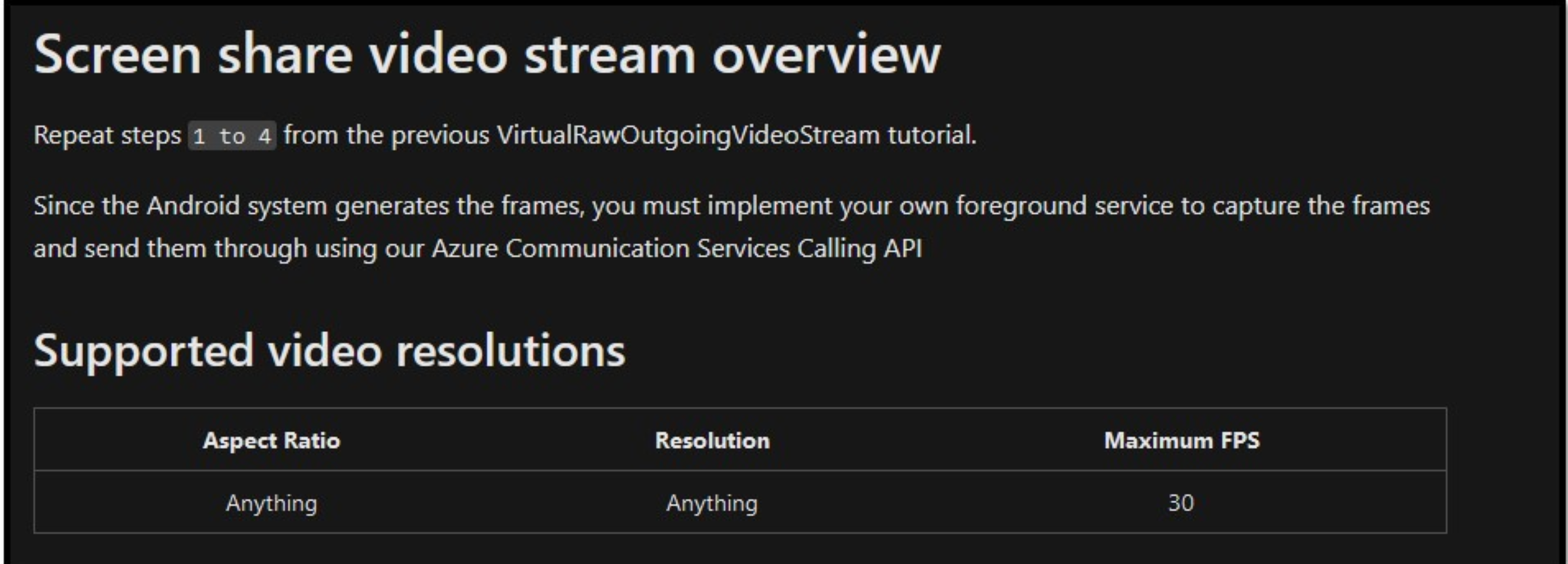 Screen Share not working with Azure Communication Android SDK - Microsoft Q&A