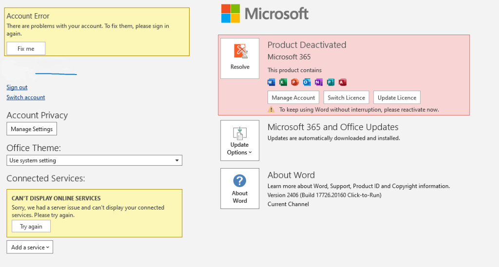 My microsoft office 365 is not working - Microsoft Q&A