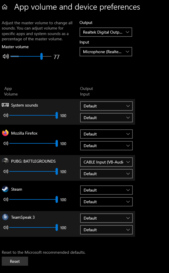 "App volume and device preferences" does not remember the output that I ...