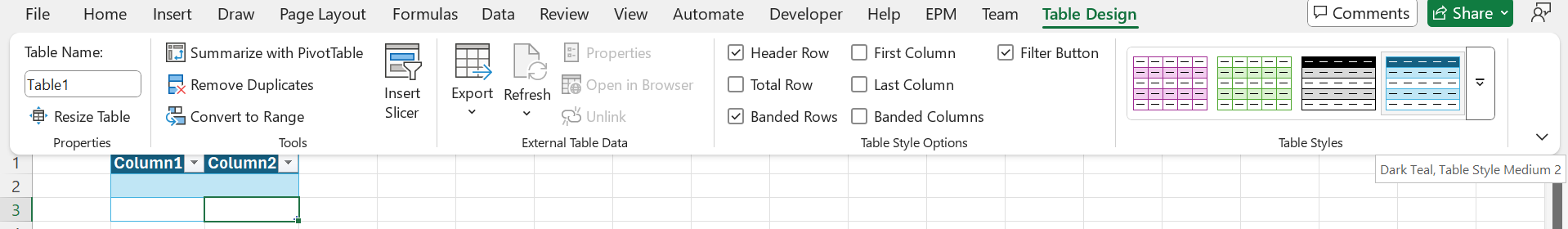 The Table Design Theme Colors for Fonts are not working. - Microsoft Q&A