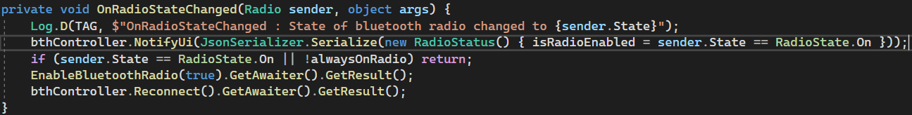 Windows.Devices.Radios.StateChanged and BluetoothDevice.ConnectionStatusChanged events not ...