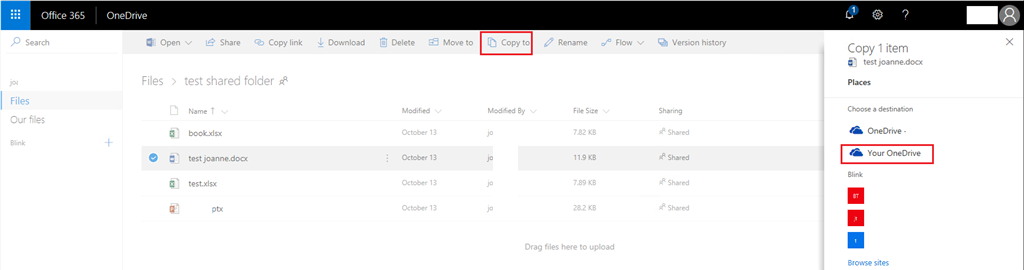 Move a "Shared With Me" file to my "Files" folder in OneDrive for ...