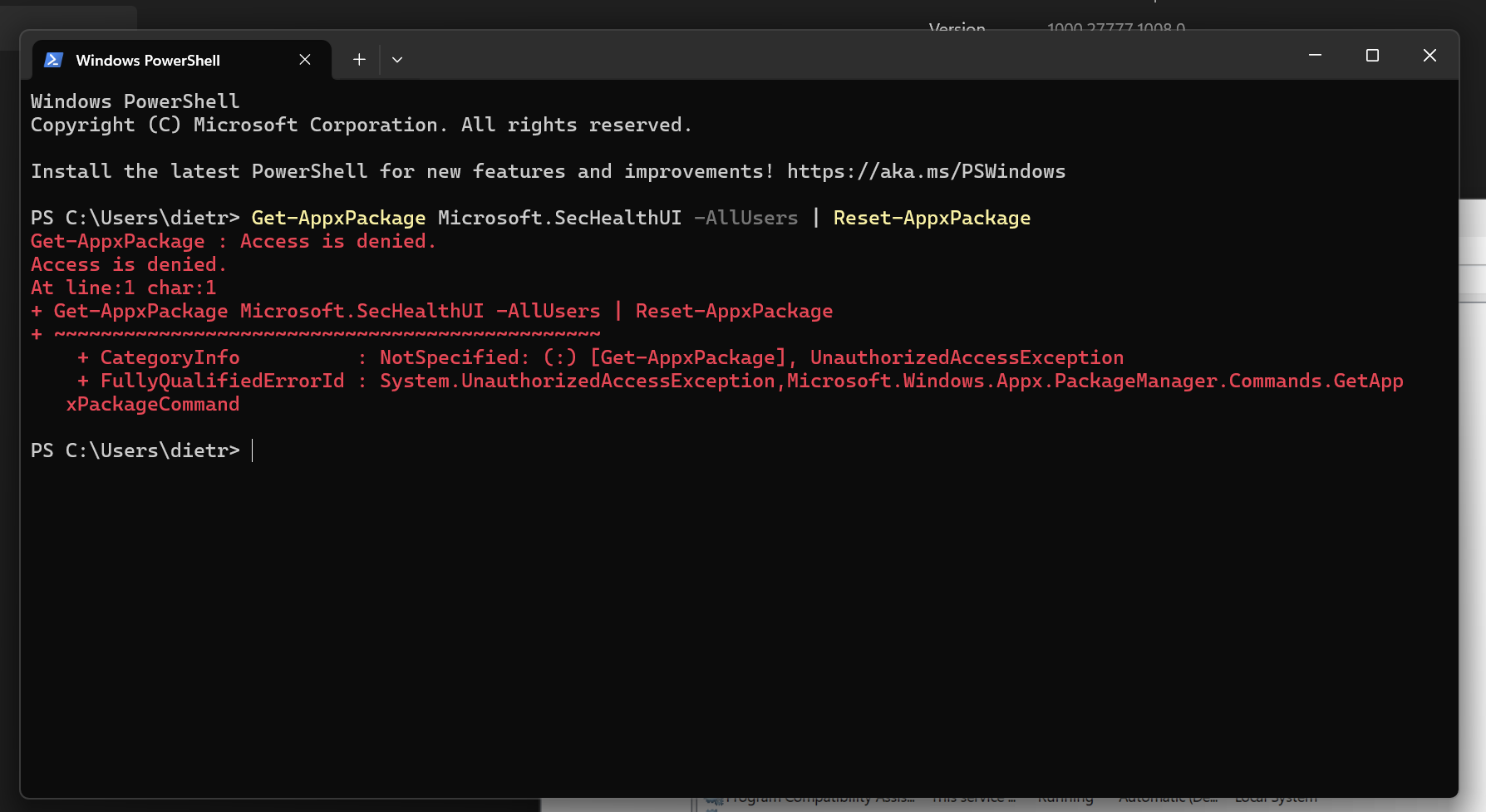 Windows Security not opening - Microsoft Q&A