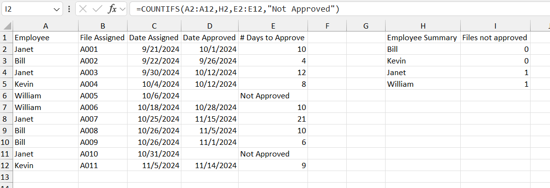 Excel formula to track employees progress with files - Microsoft Q&A