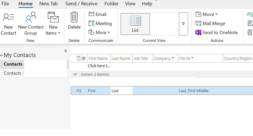 How to show First Name and Last Name in Outlook contact card? Why now ...
